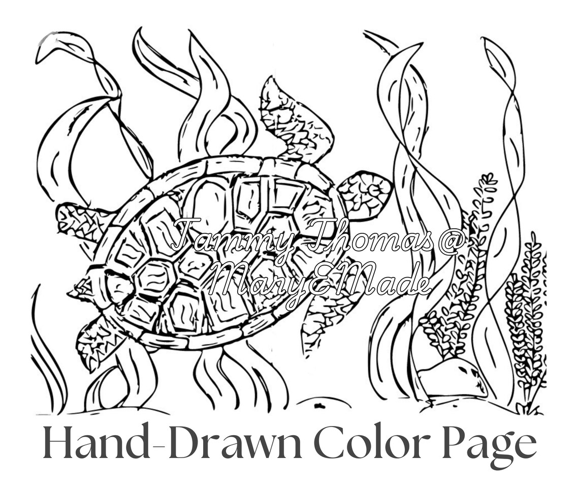 Deep Sea' Sea Turtle Printable Color Page Original Artwork Not Ai - Etsy