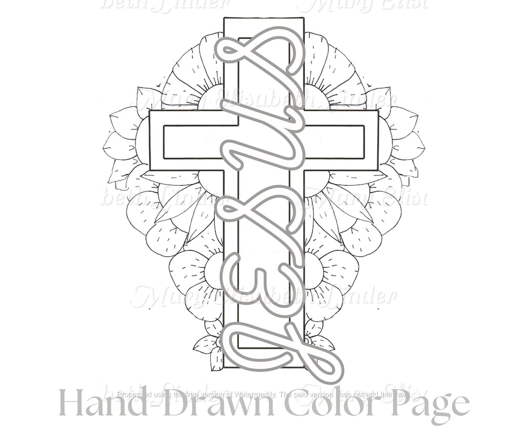 Jesus Cross Printable Color Page Original Artwork Not Ai - Etsy
