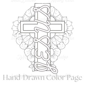 Jesus Cross Printable Color Page Original Artwork Not Ai - Etsy