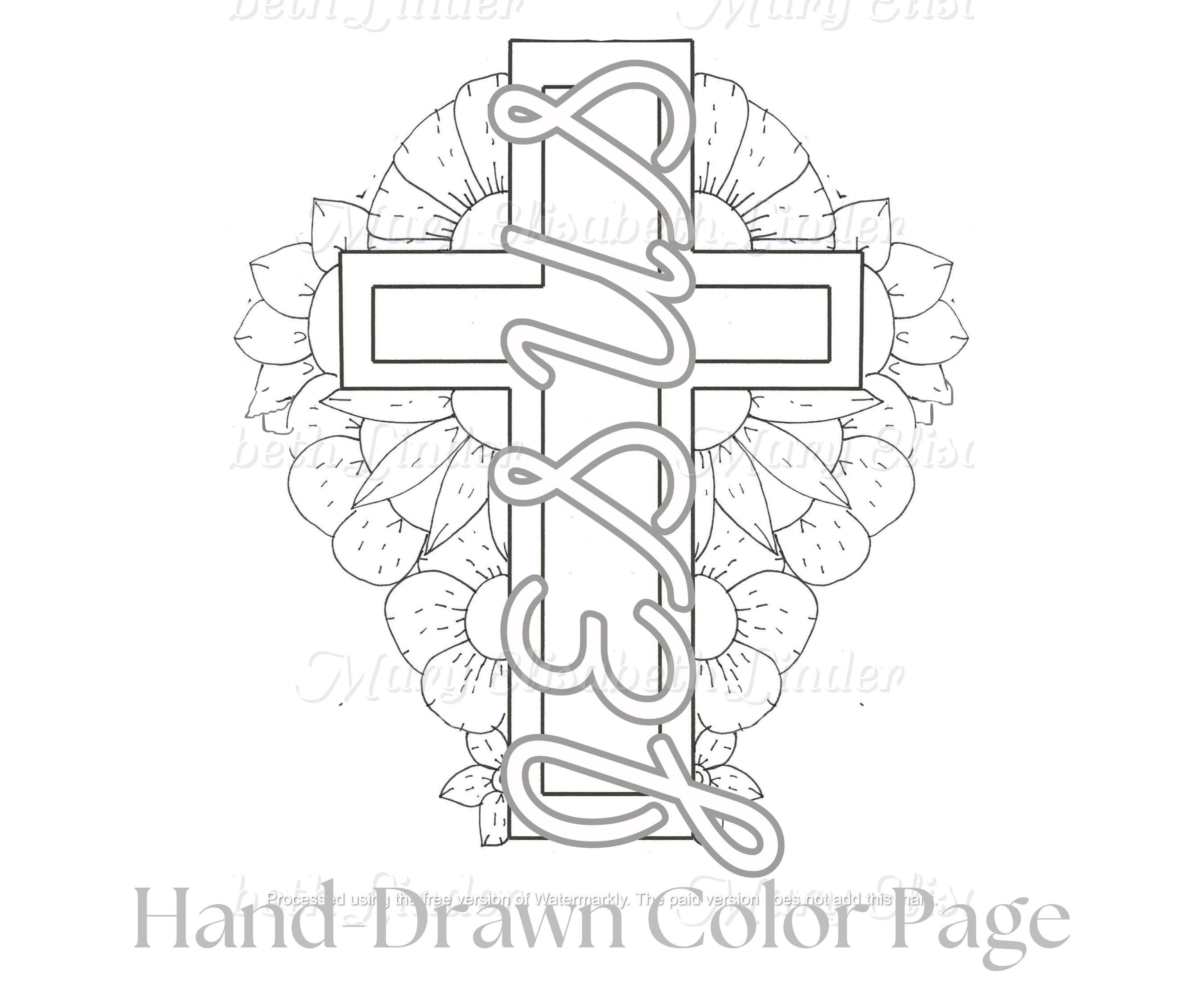 Jesus Cross Printable Color Page Original Artwork Not Ai - Etsy