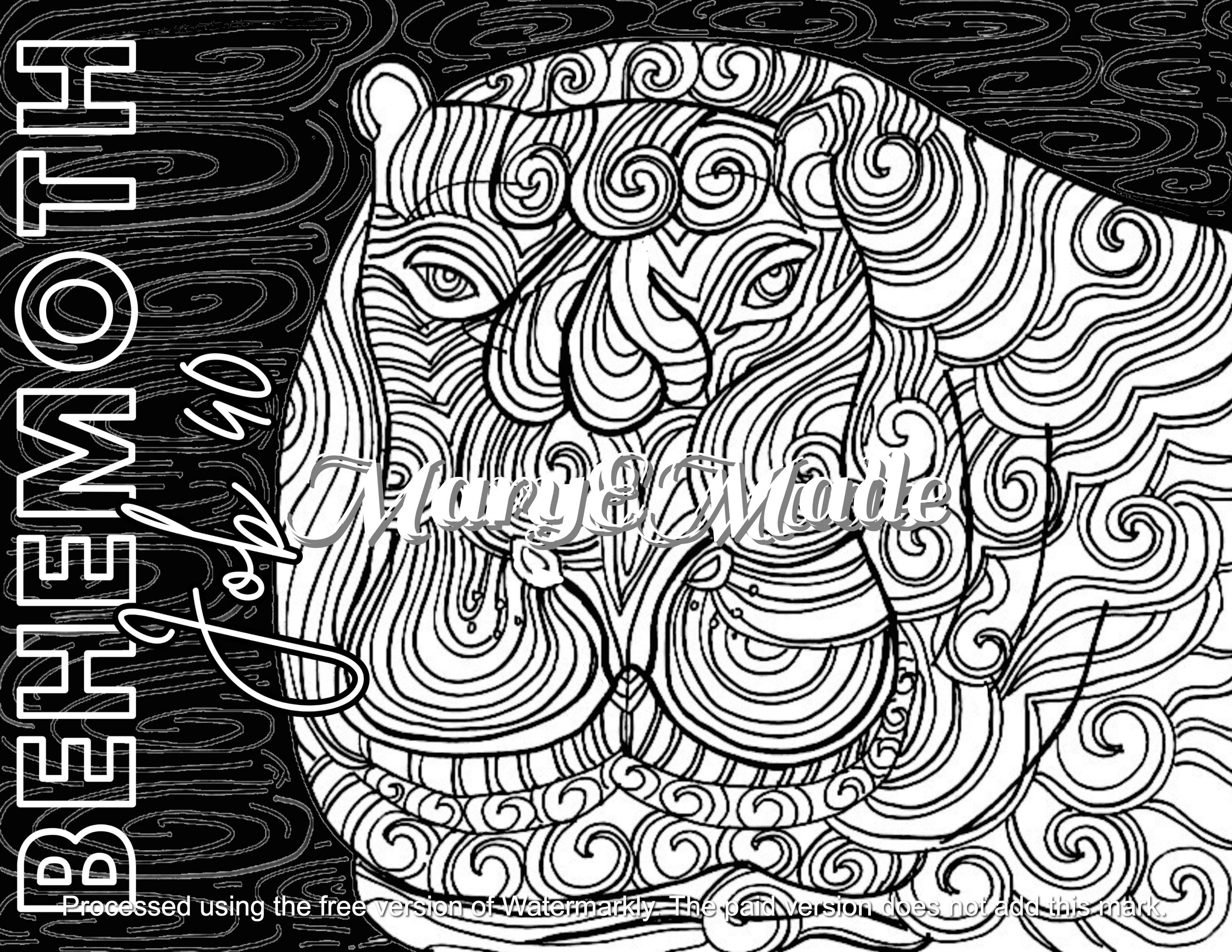 Job 40 Behemoth Printable Color Page Original Artwork Not Ai - Etsy