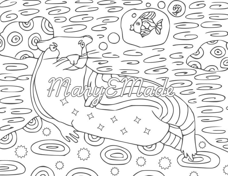 Chillin' Fancy Otter Printable Color Page Original Artwork Not Ai - Etsy