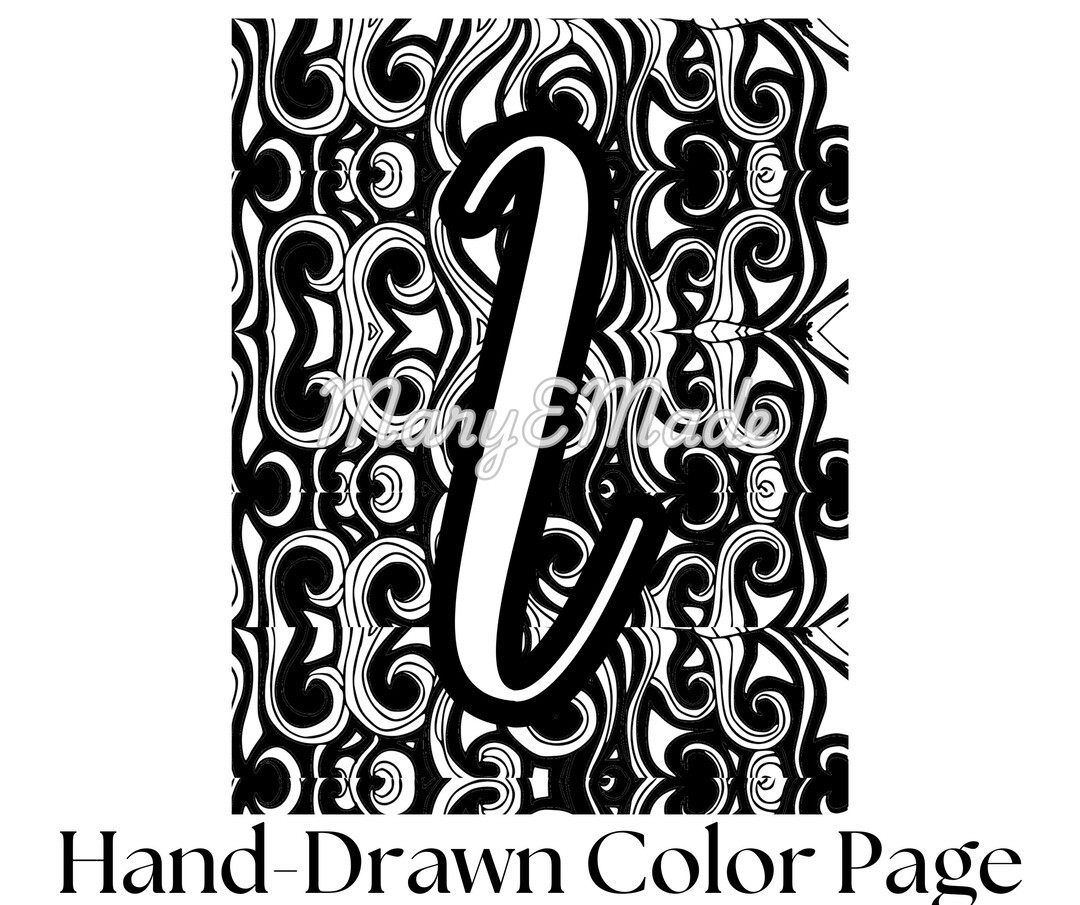 Initial 'I' Printable Color Page Original Artwork Not Ai - Etsy