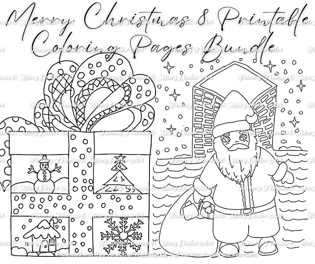 Christmas 8 Page Printable Color Page Bundle - Etsy