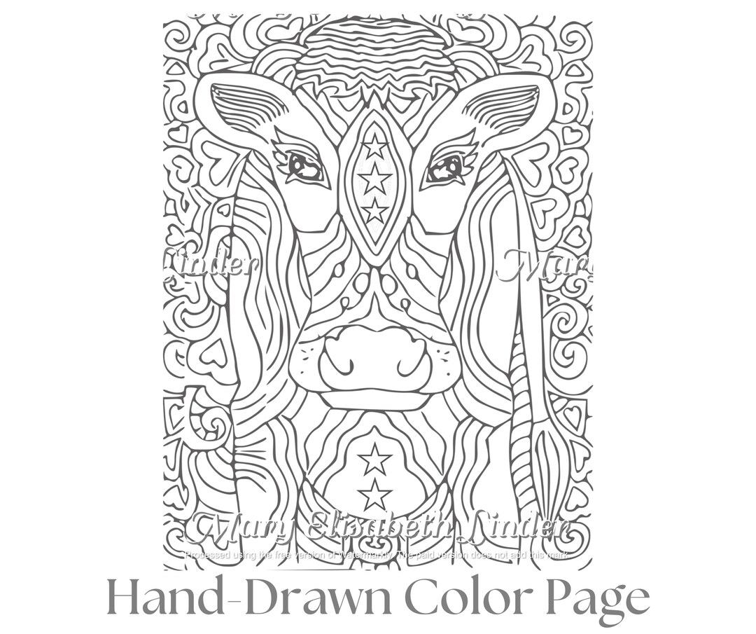 Pretty Cow Printable Color Page Original Artwork Not Ai - Etsy