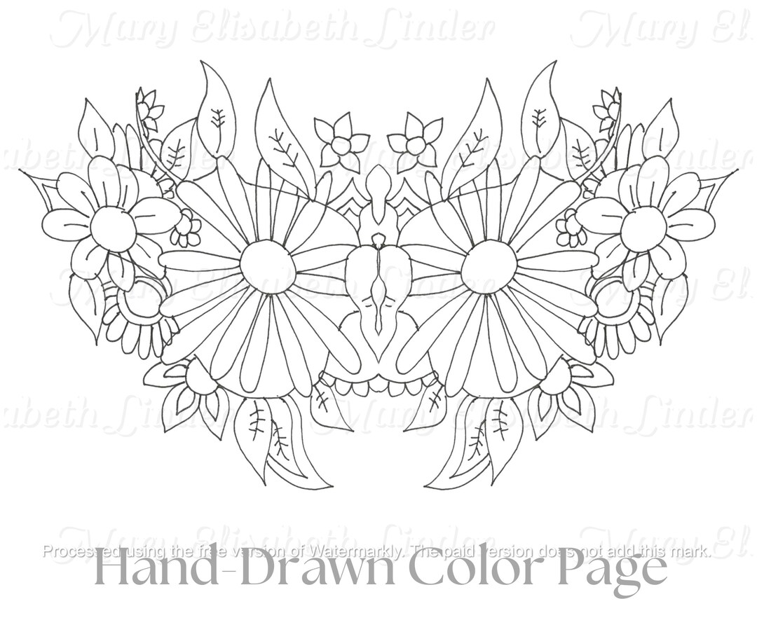 Daisy Floral Printable Color Page Original Artwork Not Ai - Etsy