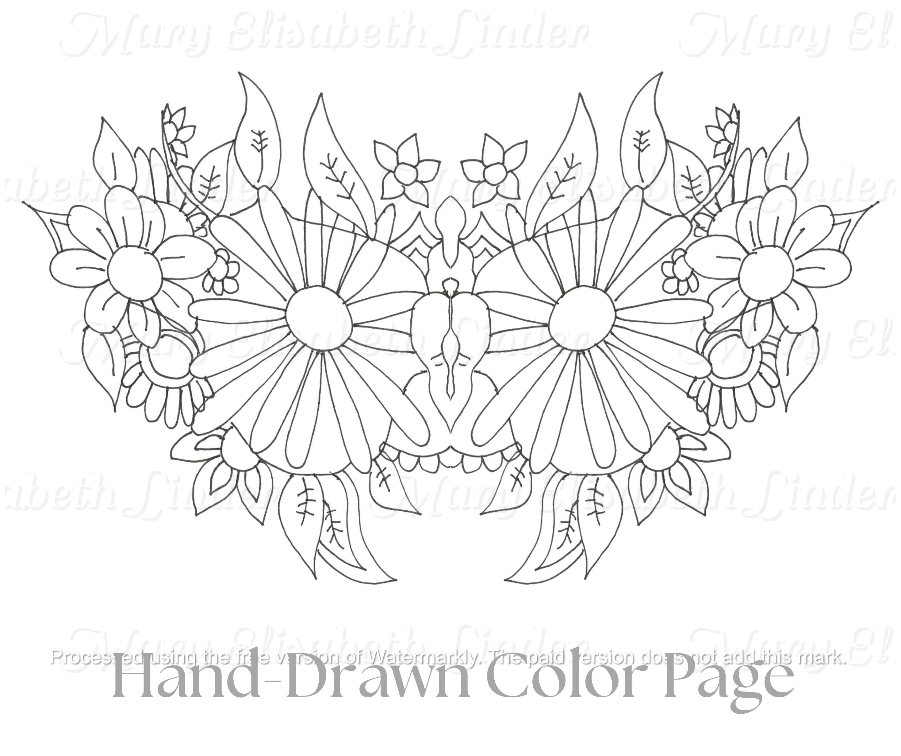 Daisy Floral Printable Color Page Original Artwork Not Ai - Etsy