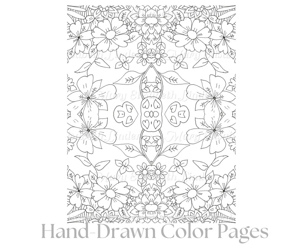 Pretty Flowers Printable Color Page Original Art Not Ai - Etsy