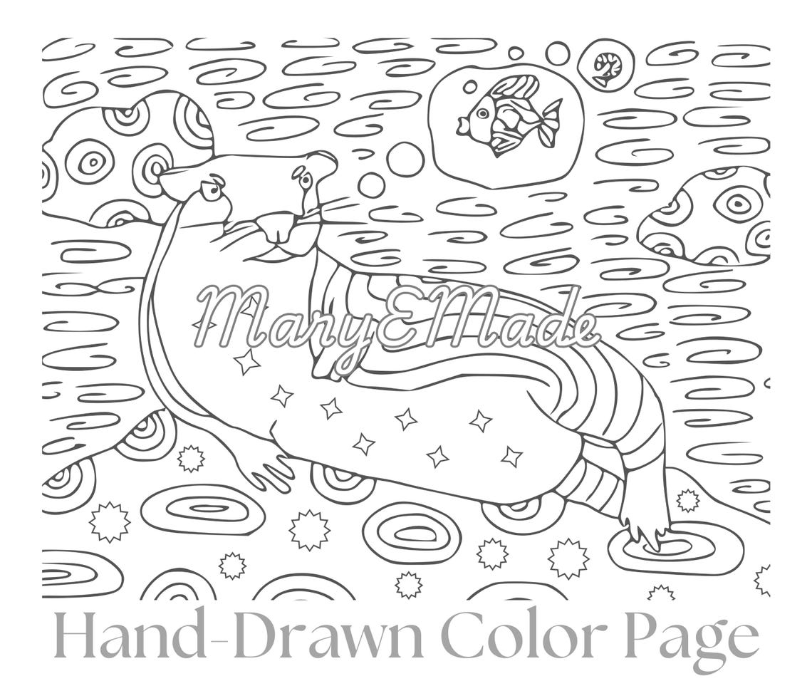 Chillin' Fancy Otter Printable Color Page Original Artwork Not Ai - Etsy
