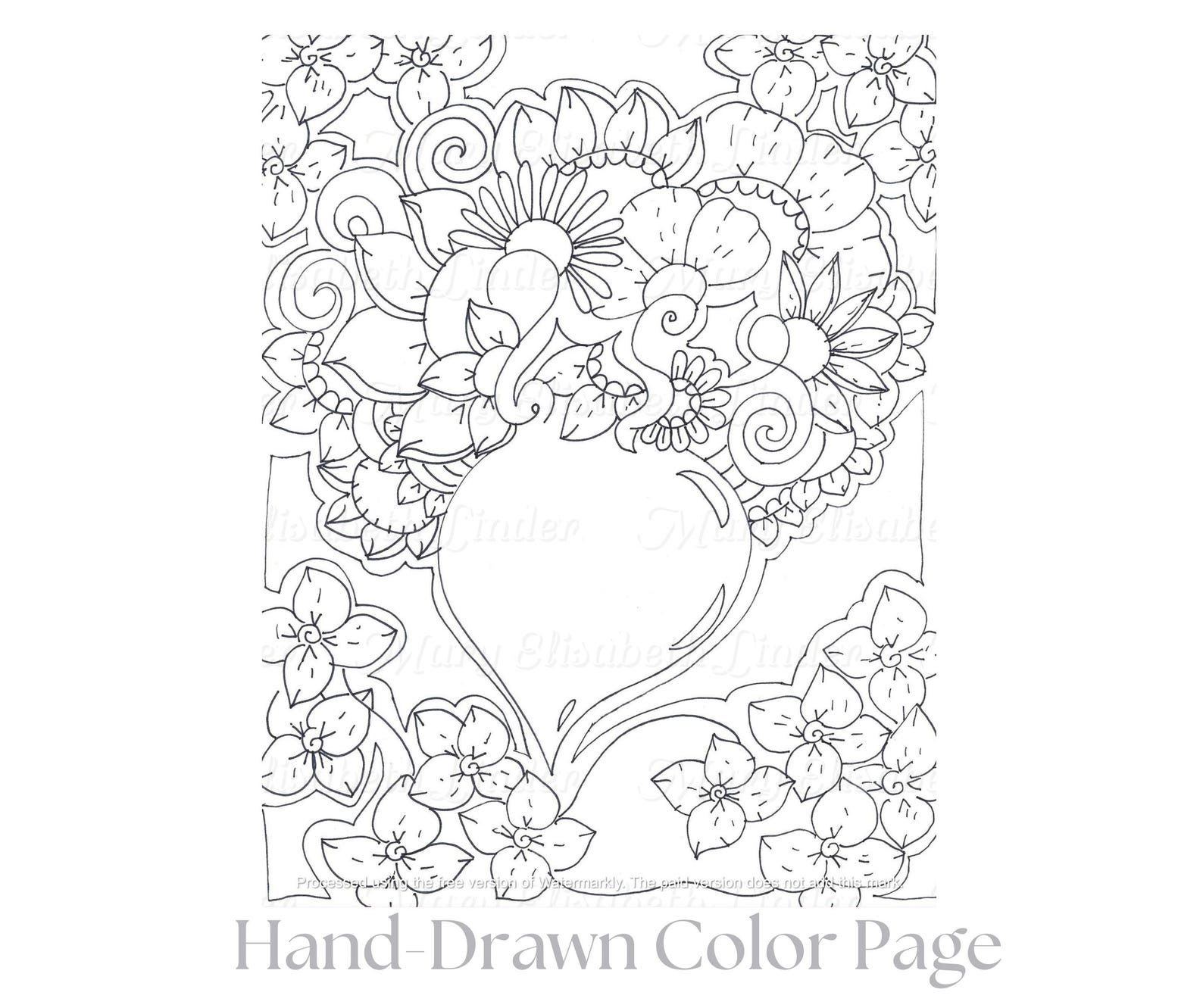 Flower Bouquet Printable Color Page Original Artwork Not Ai - Etsy