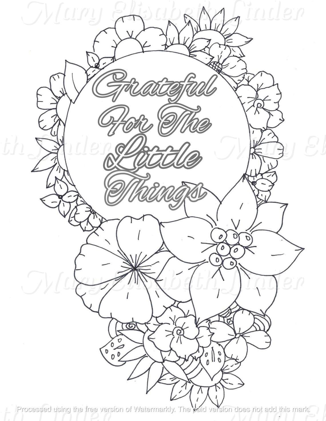 Grateful for the Little Things Printable Color Page Original Artwork ...