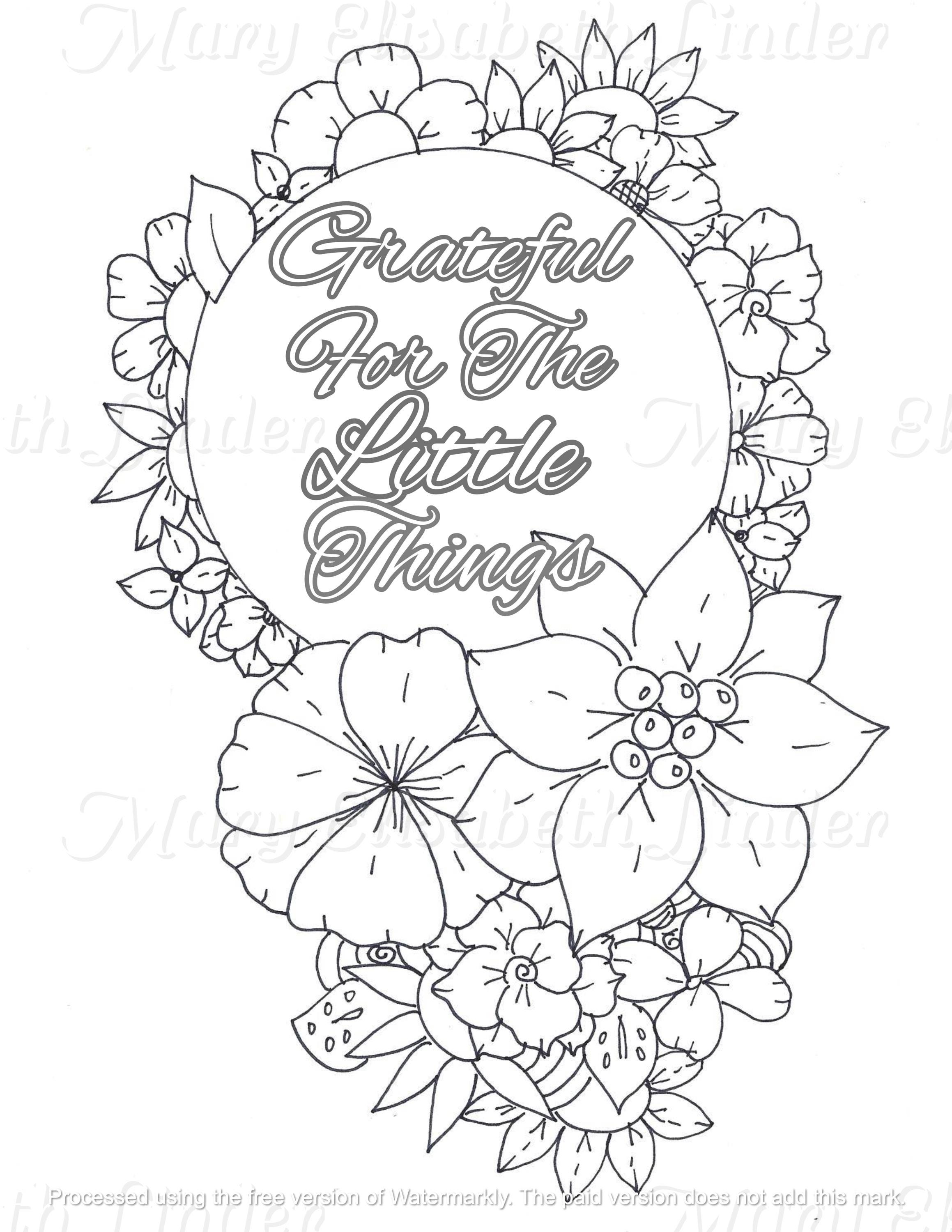 Grateful for the Little Things Printable Color Page Original Artwork ...