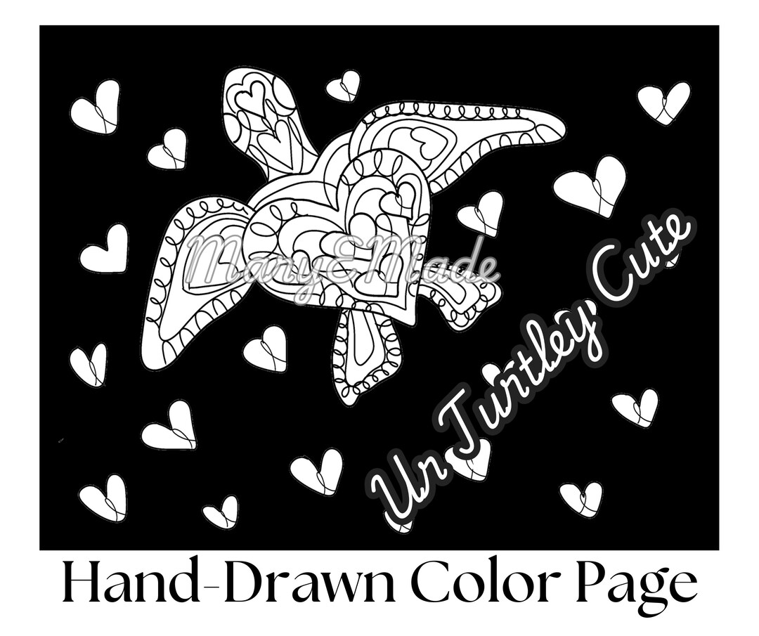 Ur Totally Cute Sea Turtle and Hearts Printable Color Page Original ...