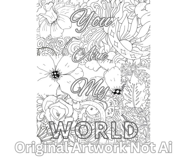You Are My World Printable Color Page Original Artwork Not Ai - Etsy