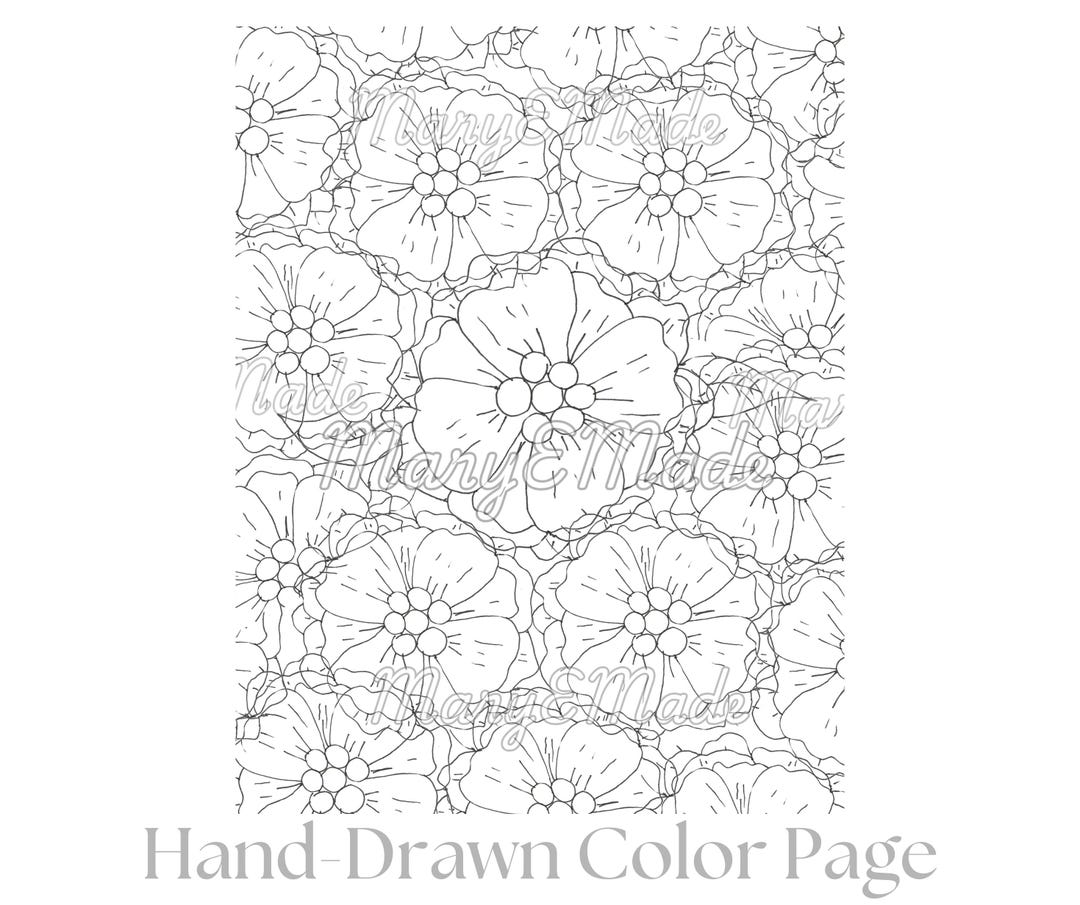 Flowers Printable Color Page Original Artwork Not Ai - Etsy