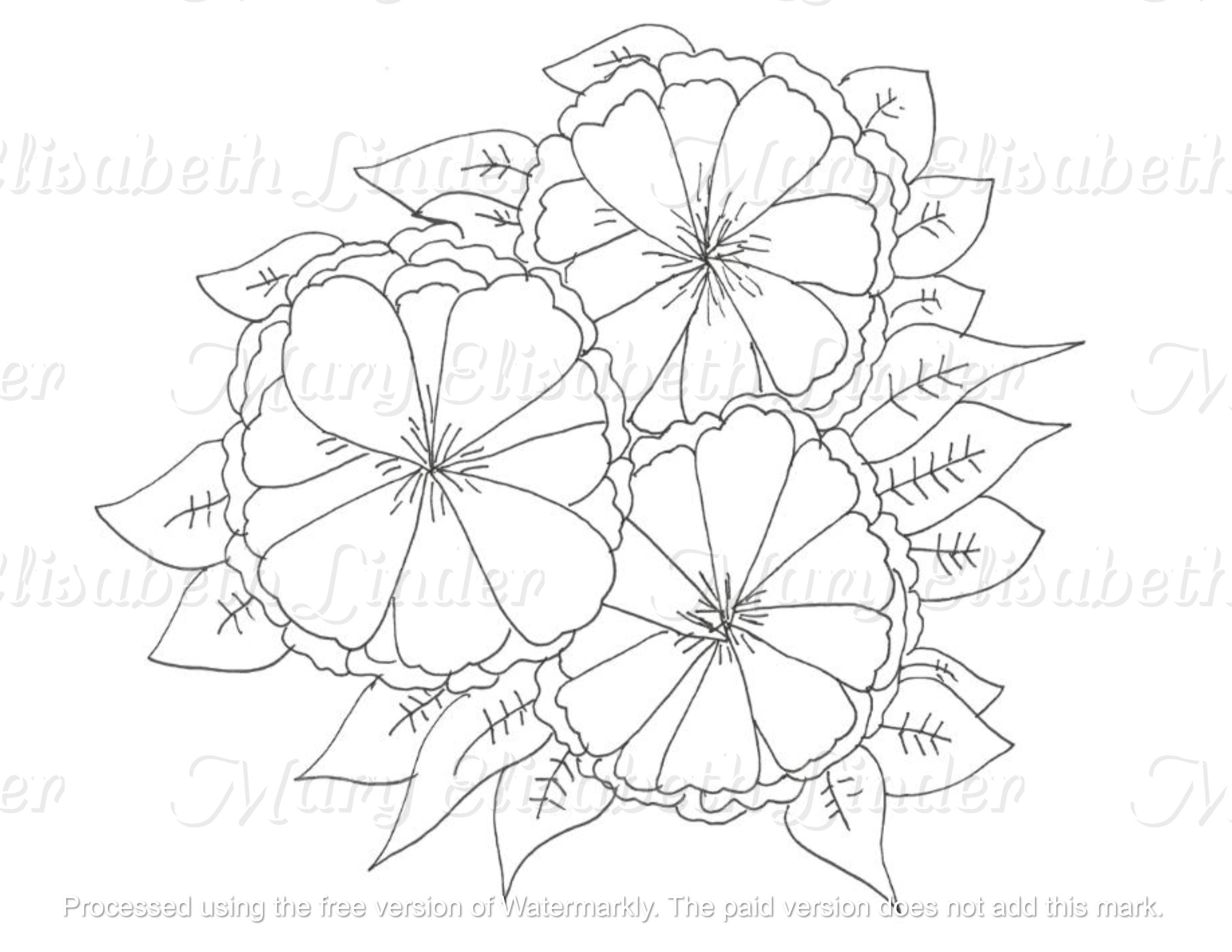 Three Pretty Flowers Printable Color Page Original Artwork Not Ai - Etsy