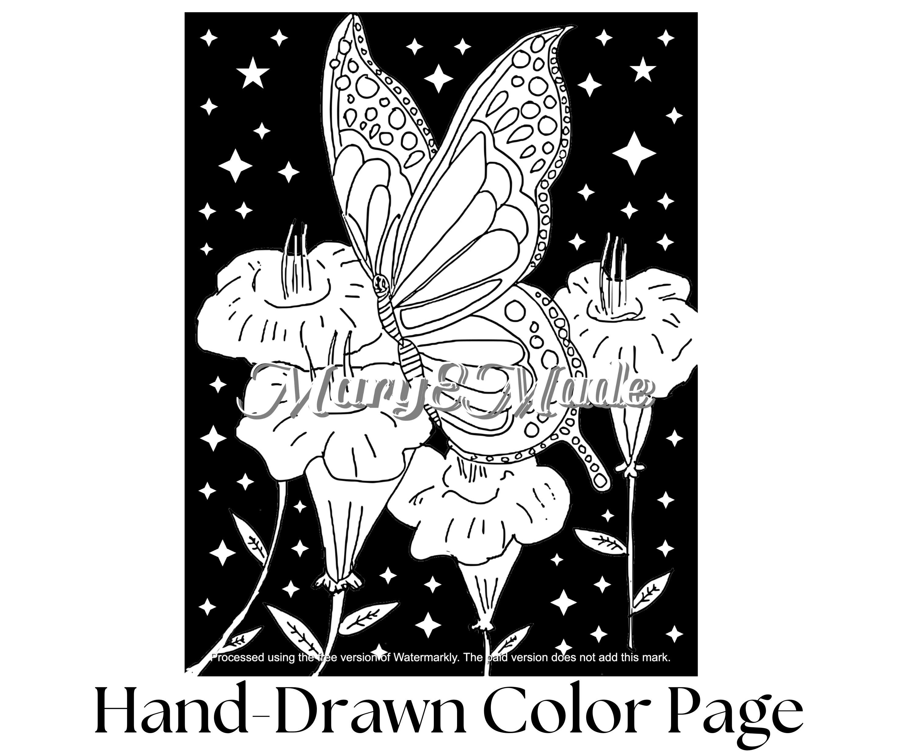 Velvet Starlight Butterfly Printable Color Page Original Artwork Not Ai ...