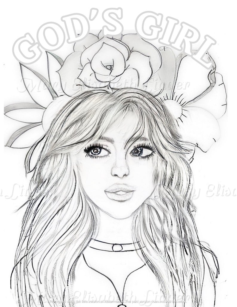 God's Girl Grayscale Printable Color Page Original Artwork - Etsy