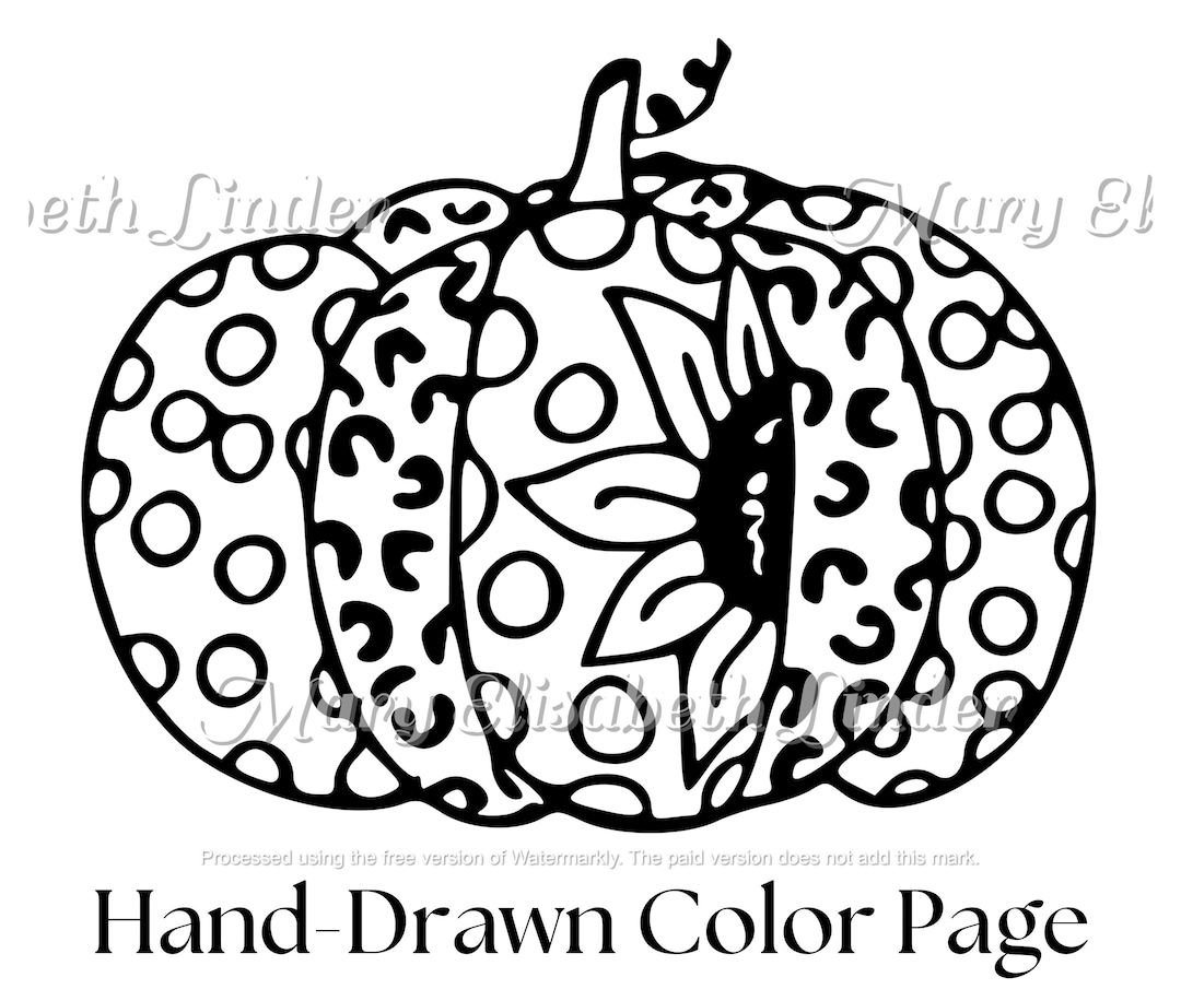 Pretty Pumpkin Printable Color Page Original Artwork Not Ai - Etsy