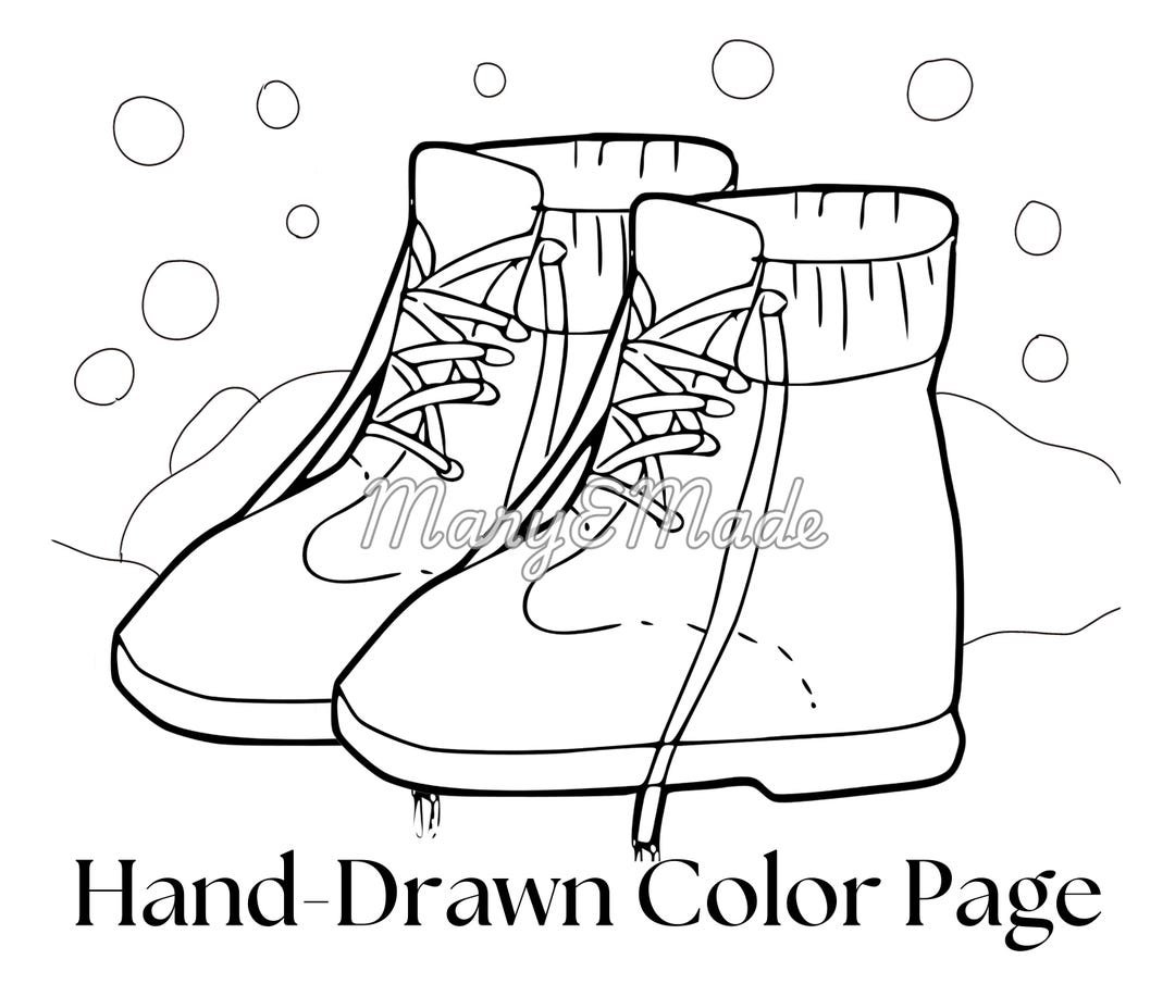 Snow Boots Printable Color Page Original Artwork Not Ai - Etsy