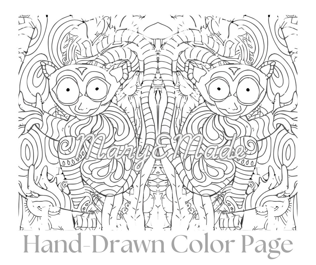 Tarsier Twins Printable Color Page Original Artwork Not Ai - Etsy