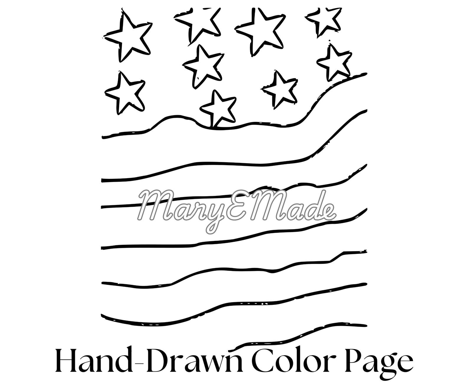 Old Glorious American Flag Printable Color Page Original Artwork Not Ai ...
