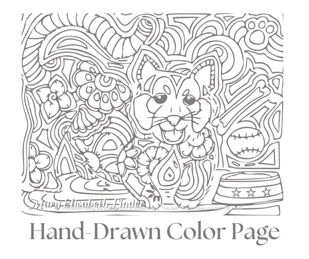 Complex Kitty Printable Color Page Original Artwork Not Ai - Etsy