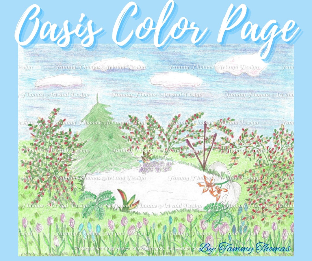 Oasis Color Page Printable Color Page - Etsy