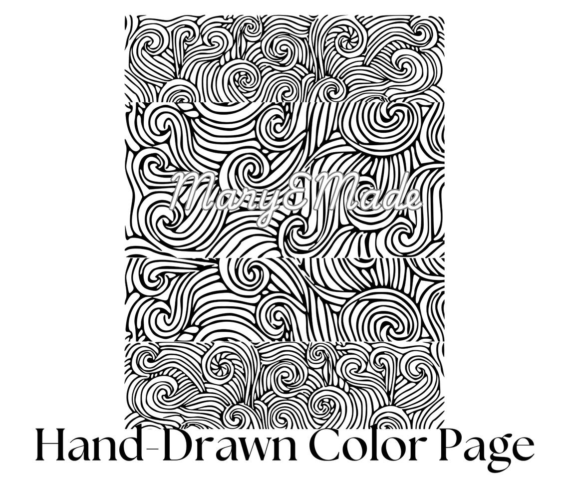 Swirls Printable Color Page Original Artwork Not Ai - Etsy