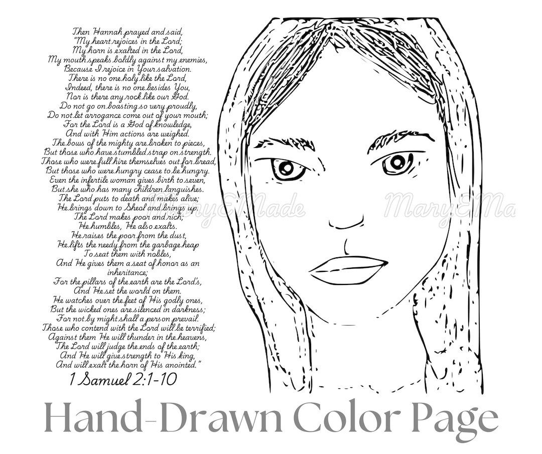 Hannah's Song Biblical Character Printable Color Page Original Artwork ...