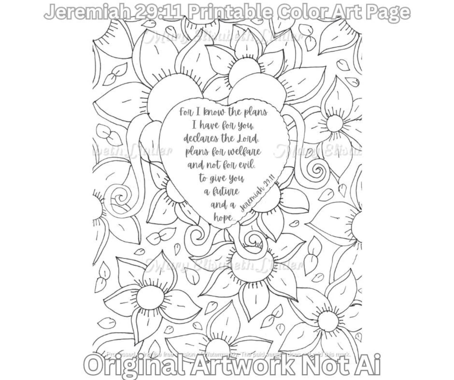 Jeremiah 29:11 Printable Color Art Page Original Artwork Not Ai - Etsy
