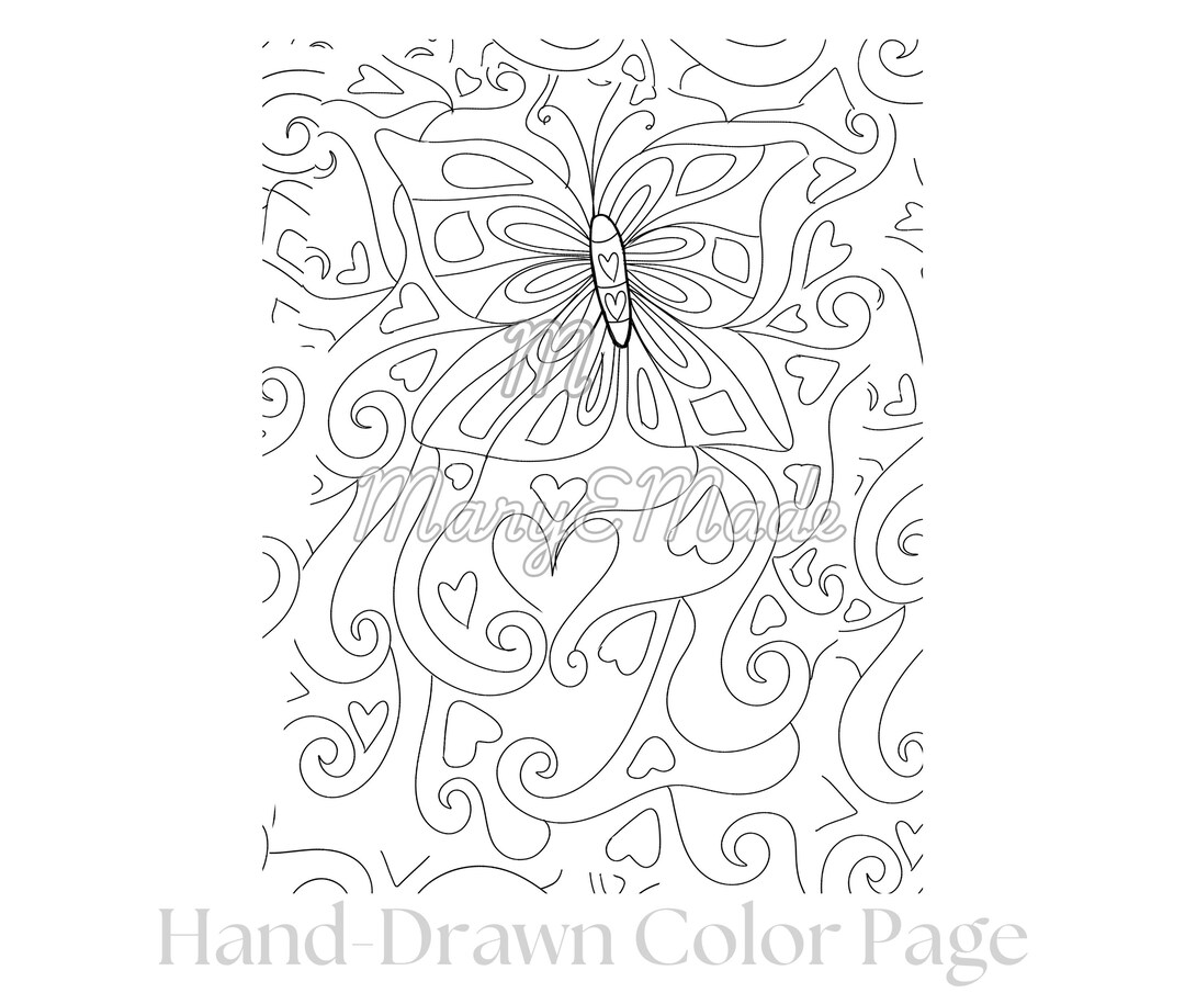 Whimsical Butterfly Printable Color Page Original Artwork Not Ai - Etsy