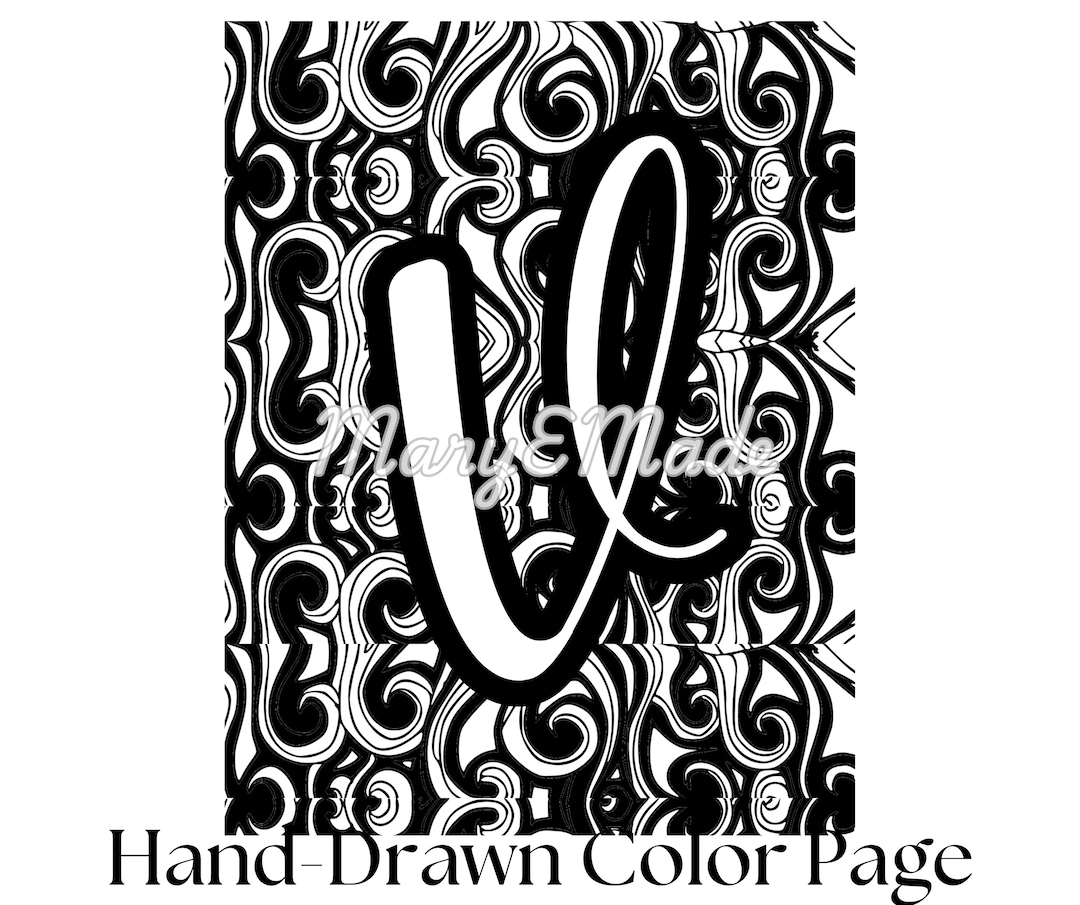 Initial 'V' Printable Color Page Original Artwork Not Ai - Etsy