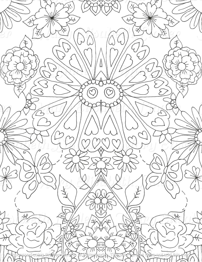 Whimsical Flower World Printable Color Page Original Artwork Not Ai - Etsy