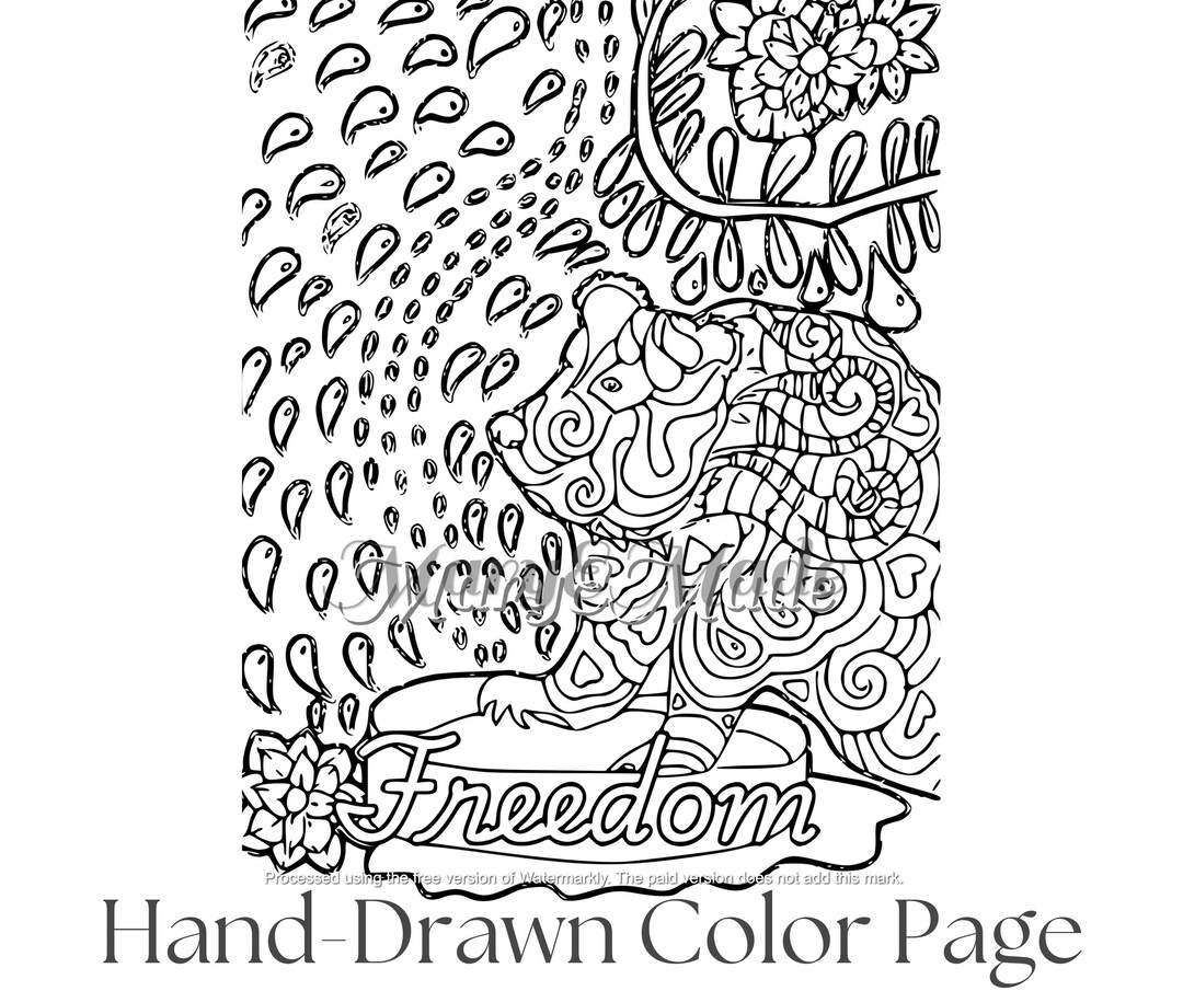Freedom Bear Printable Color Page Original Artwork Not Ai - Etsy