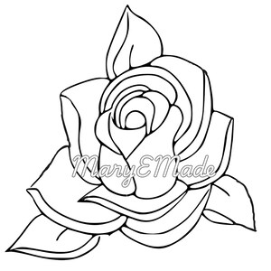 Simple Rose Printable Color Page Original Artwork Not Ai - Etsy