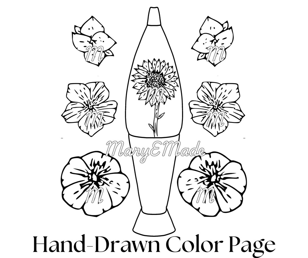 Floral Lava Lamp Printable Color Page Original Artwork Not Ai - Etsy