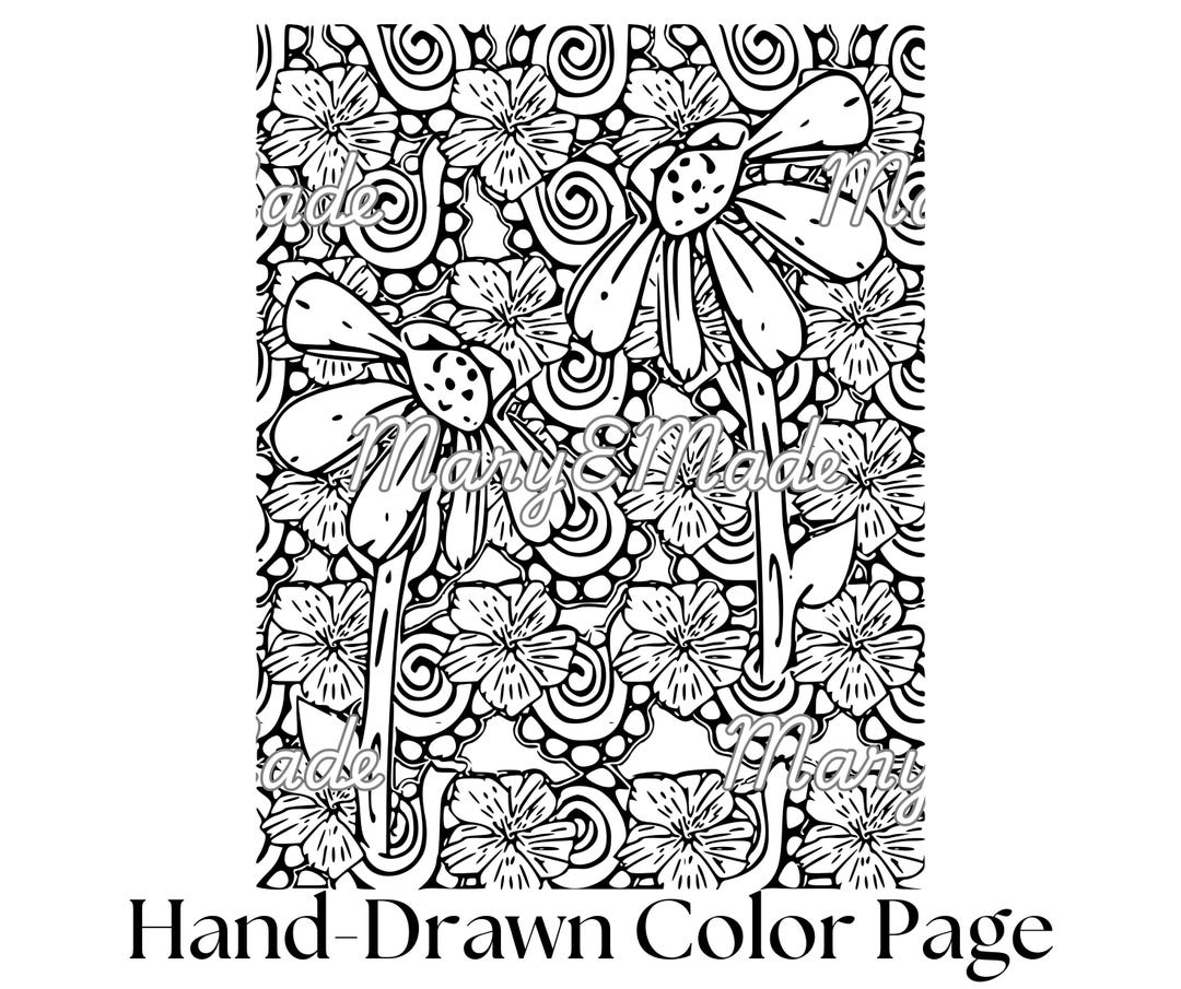 Pretty Daisy Printable Color Page Original Artwork Not Ai - Etsy