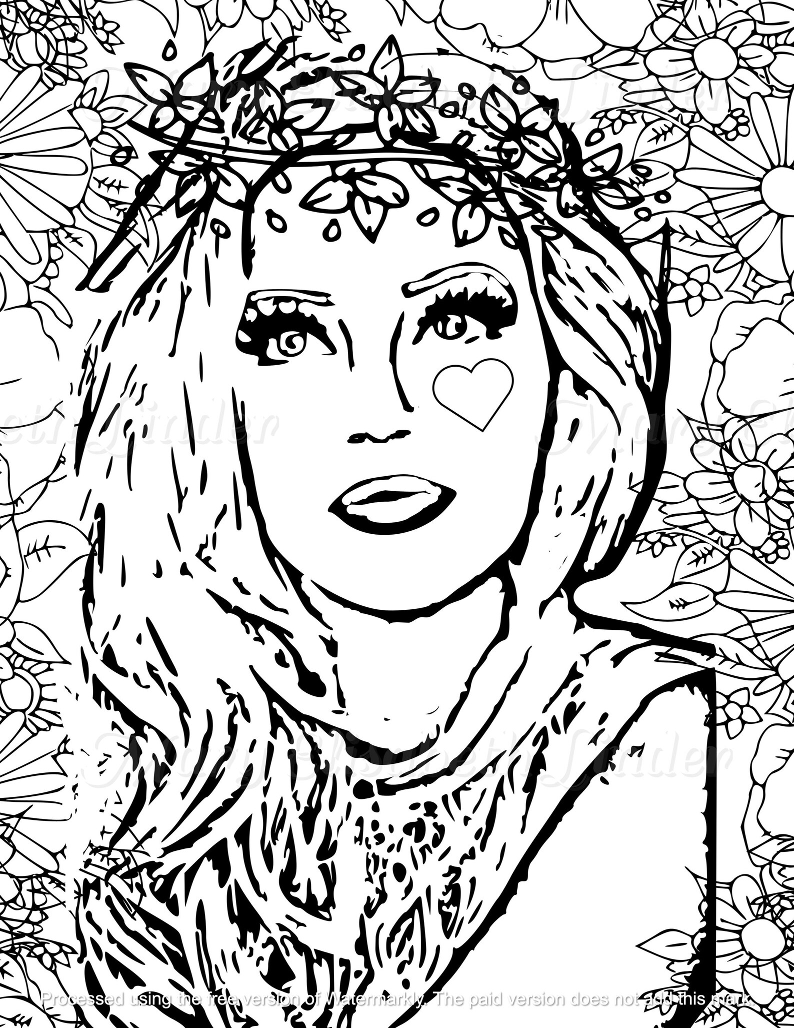 Flower Girl Printable Color Page Original Artwork Not Ai - Etsy