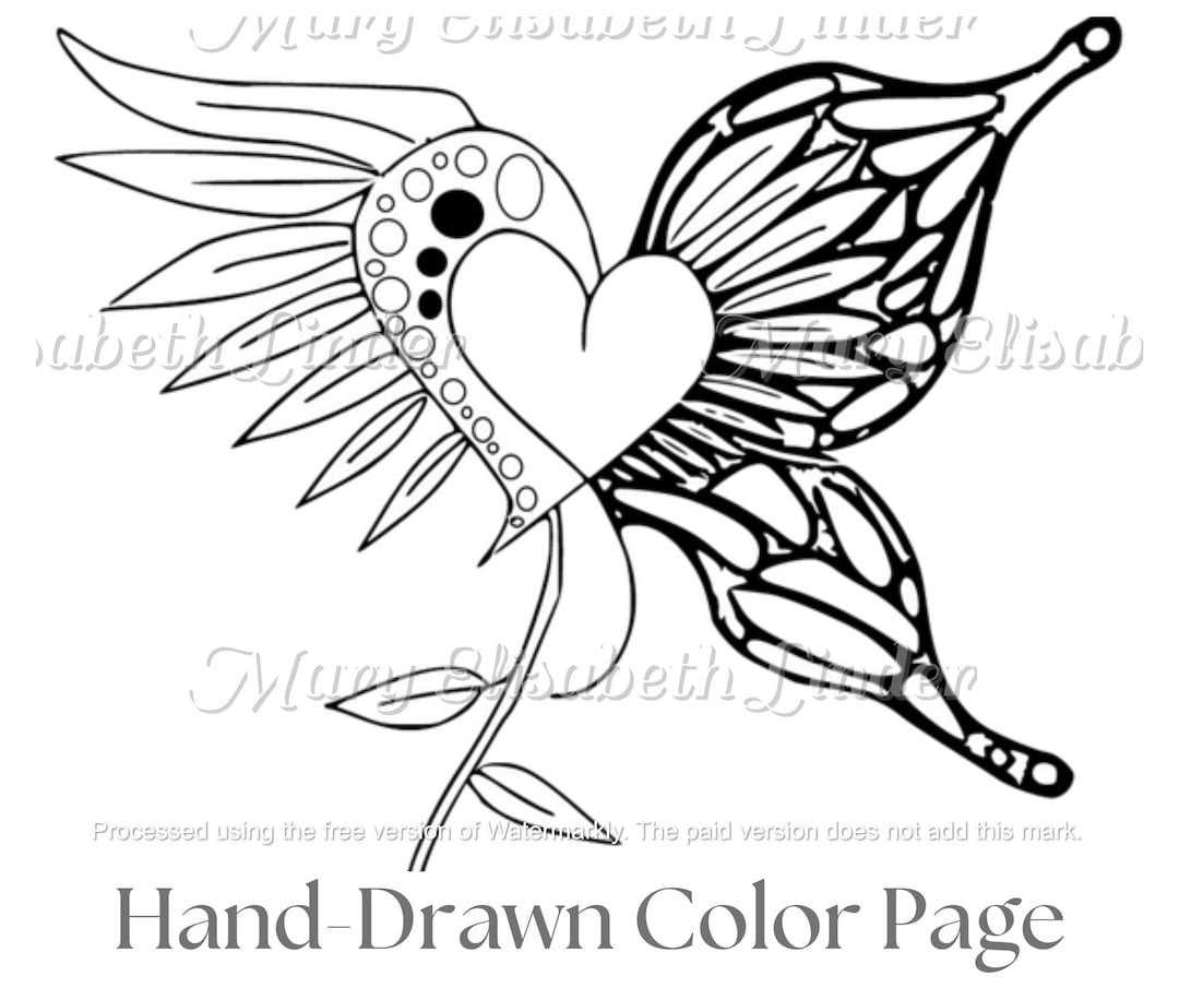 Butterfly Wings Printable Color Page Original Artwork Not Ai - Etsy