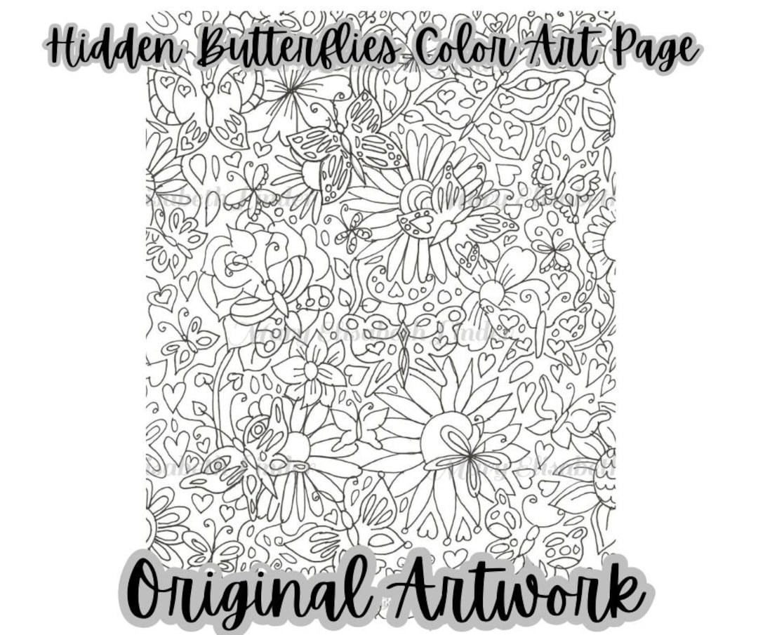 Hidden Butterflies Printable Color Art Page - Etsy