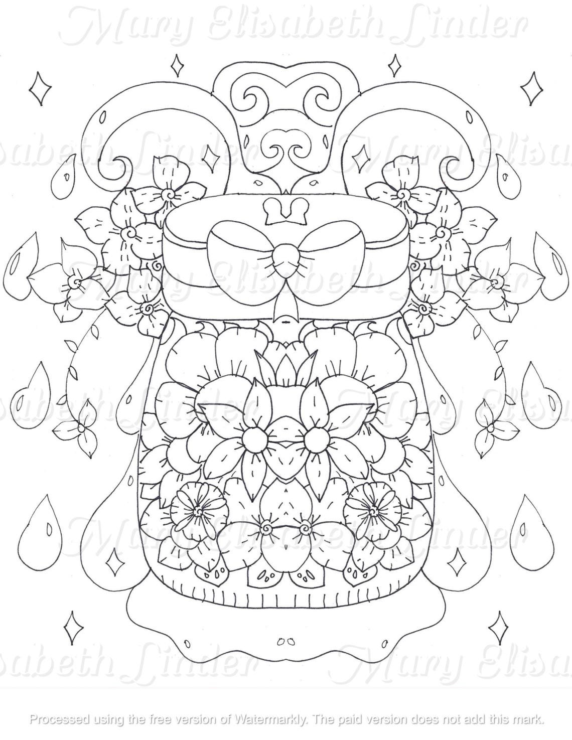 Pretty Flower Jar Printable Color Page Original Artwork Not Ai - Etsy