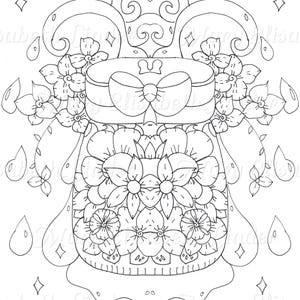 Pretty Flower Jar Printable Color Page Original Artwork Not Ai - Etsy