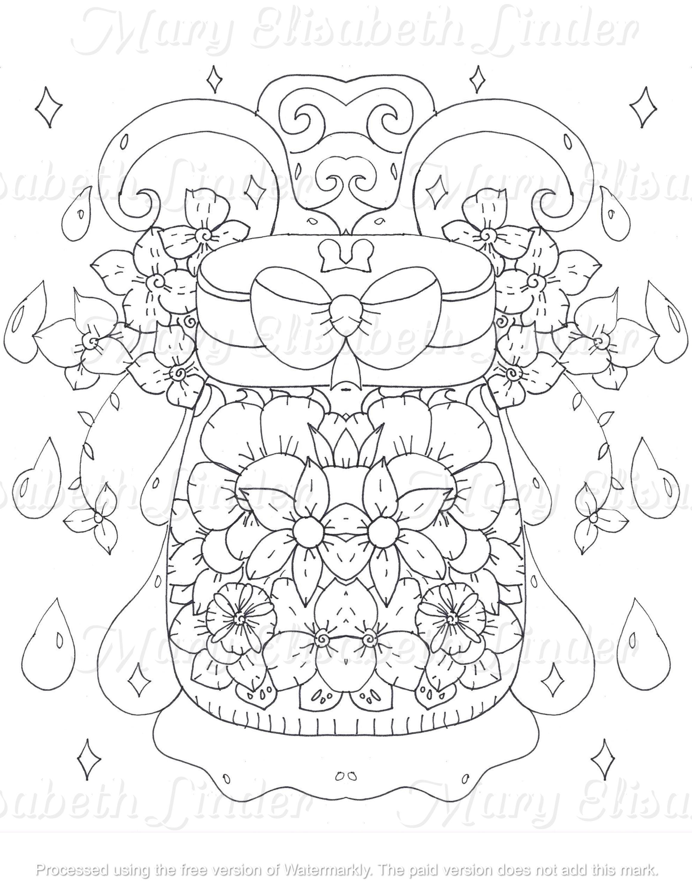 Pretty Flower Jar Printable Color Page Original Artwork Not Ai - Etsy