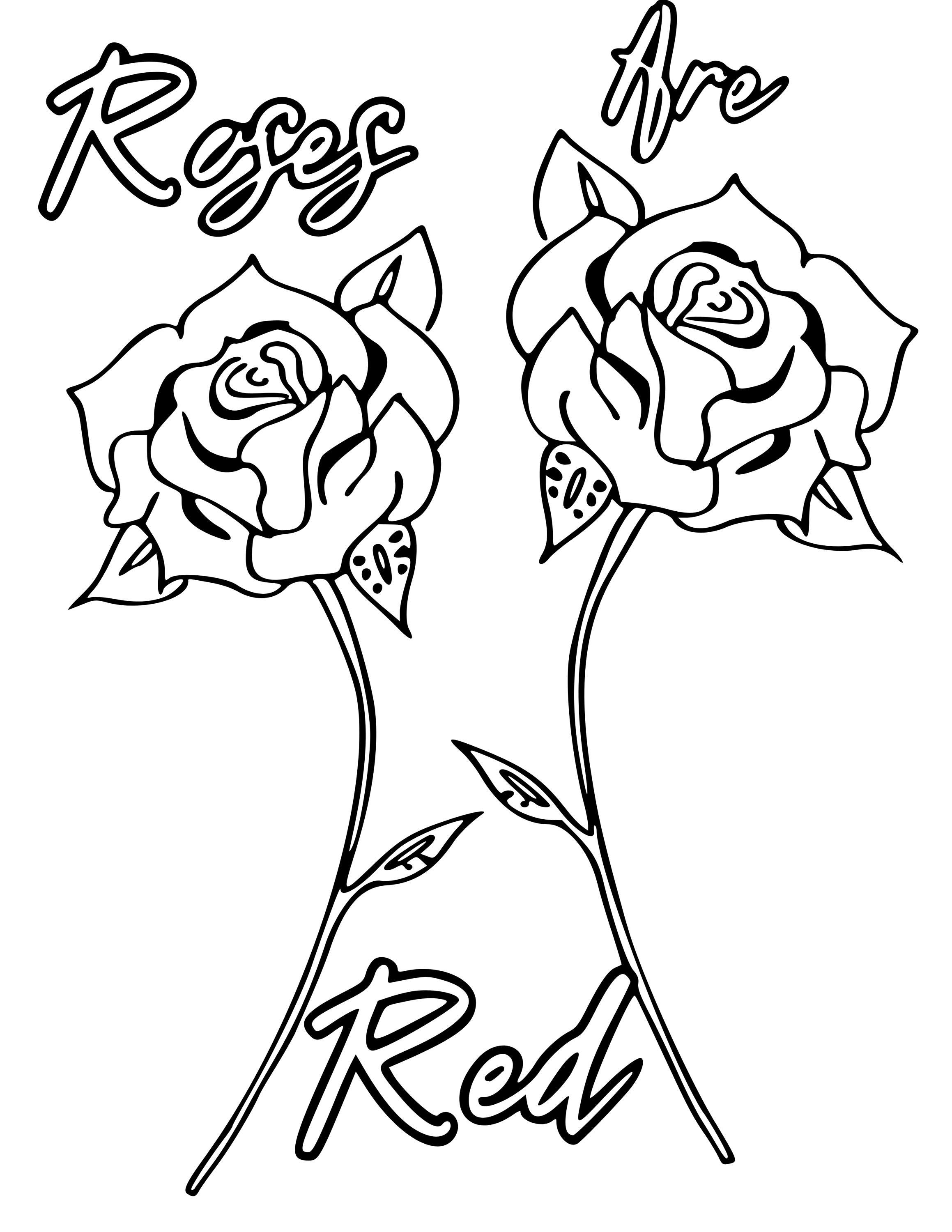 Roses Are Red Printable Color Page Original Artwork Not Ai - Etsy