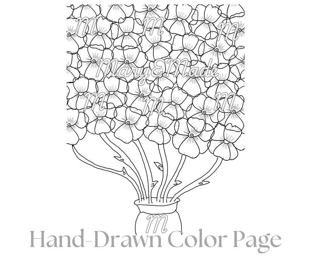 Flower Vase Printable Color Page Original Artwork Not Ai - Etsy