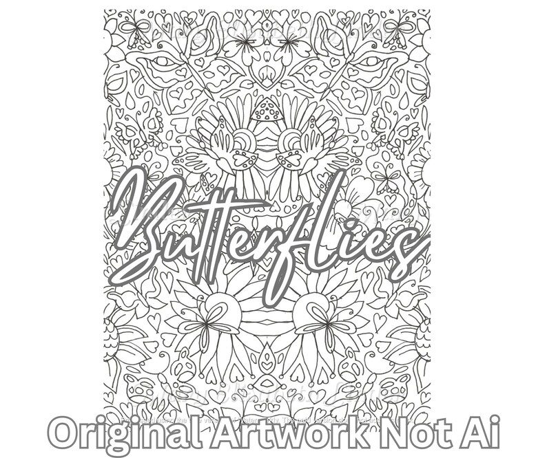 Butterflies Printable Color Page Original Artwork Not Ai - Etsy