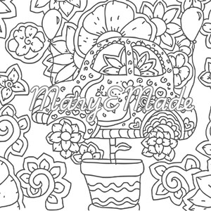 Flower Power 1960's Car Printable Color Page Original Artwork Not Ai - Etsy