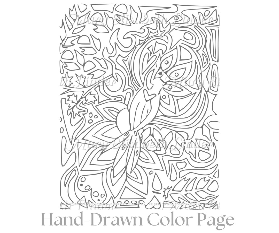 Pretty Cardinal Printable Color Page Original Artwork Not Ai - Etsy