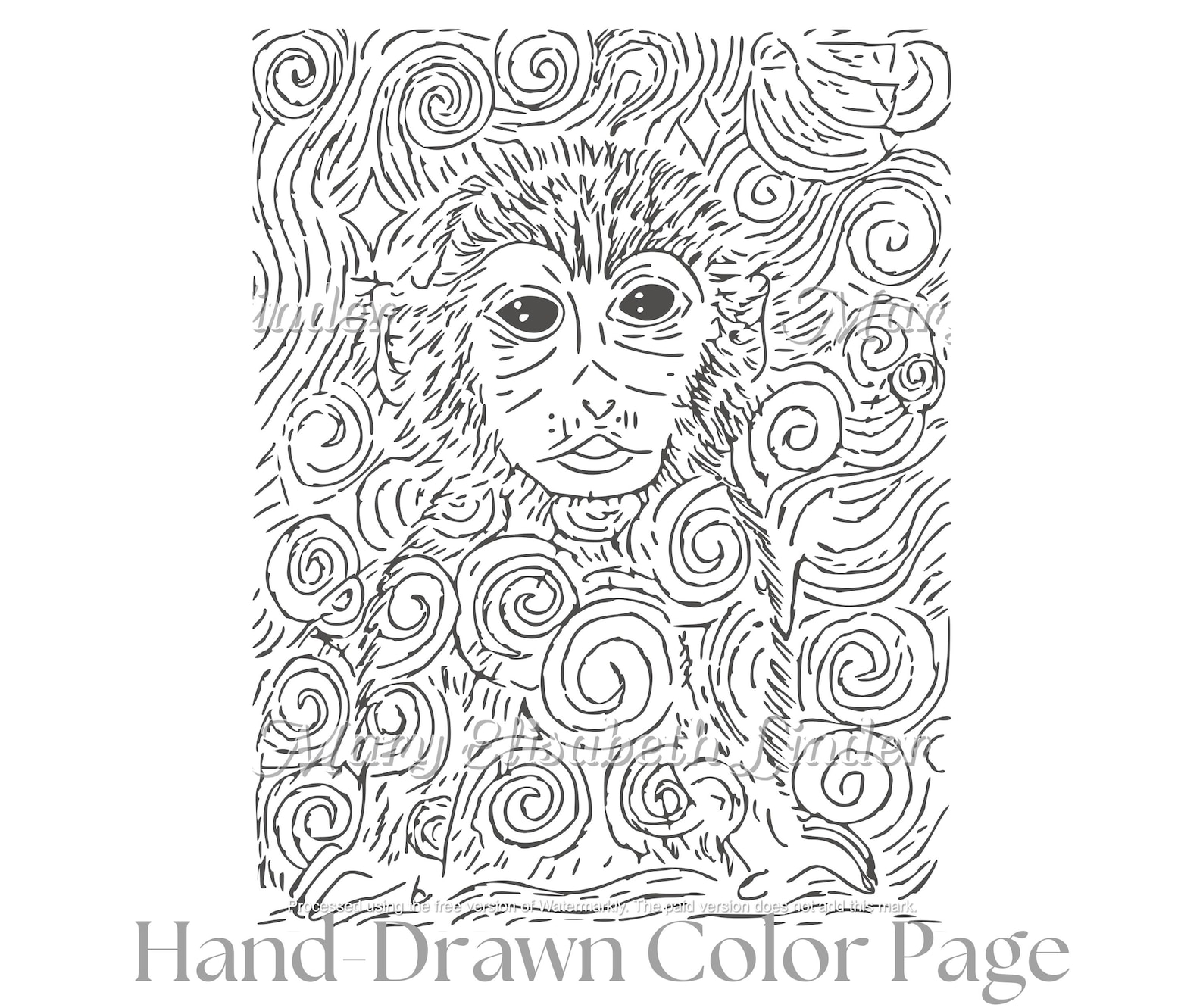 Starry Starry Monkey Printable Color Page Original Artwork Not Ai - Etsy